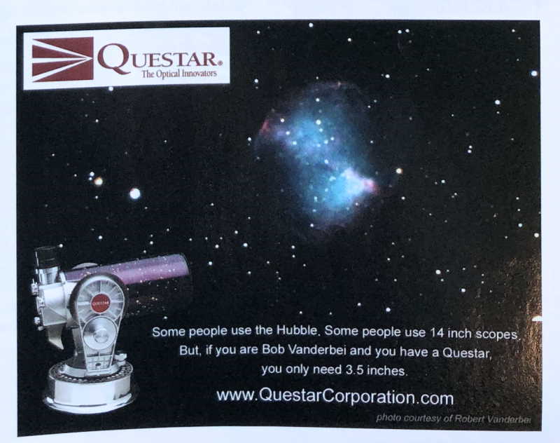 Questar advertisement, Astronomy , August 2003